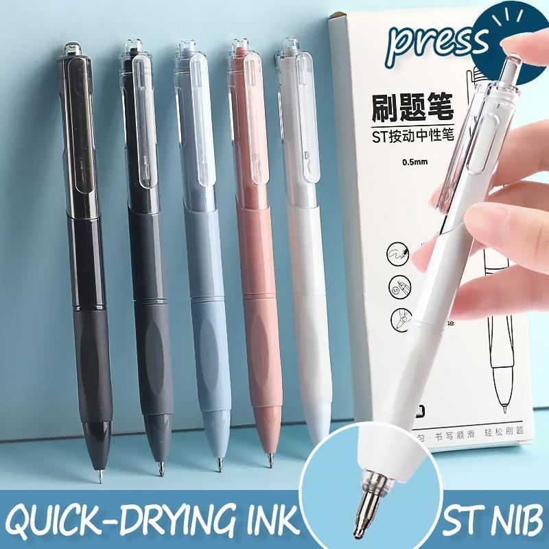 10Pcs Press Gel Pen 0.5mm Writing Black Ballpen Quick-Drying Neutral ...