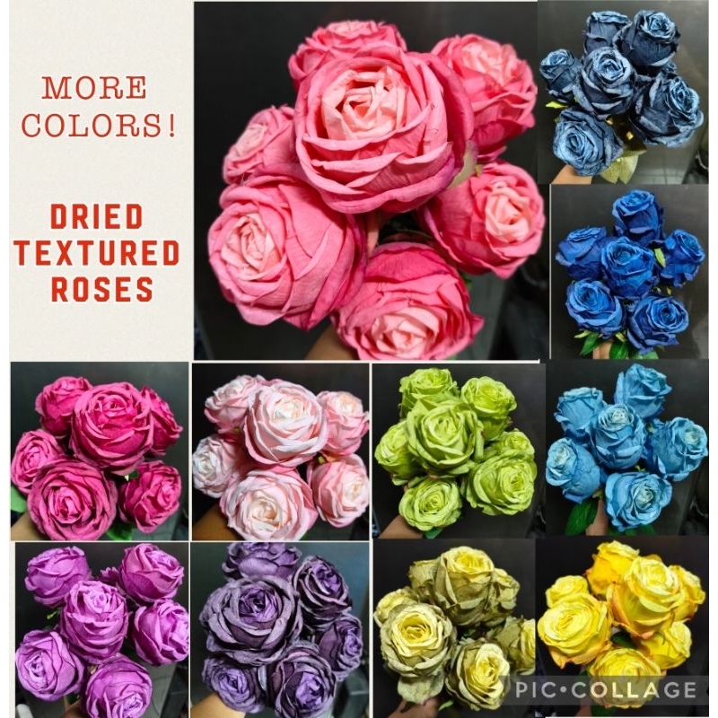 TWO-WAY Artificial Roses Dried Artificial Flower Autumn Wedding flowers ...