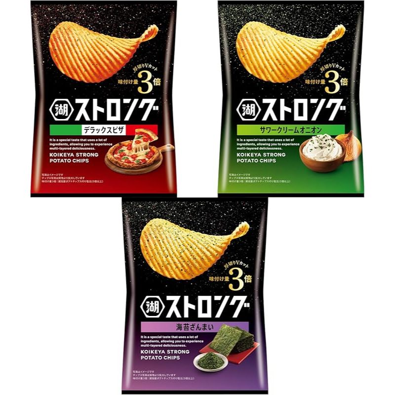 Koikeya Strong Potato Chips 3 types x 2 assorted, total of 6 bags ...