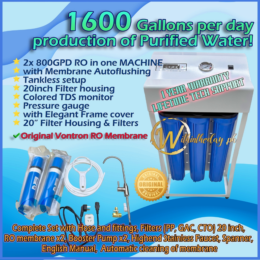 RO Reverse Osmosis Machine Home Business Philips UV Vontron 1600 800 ...
