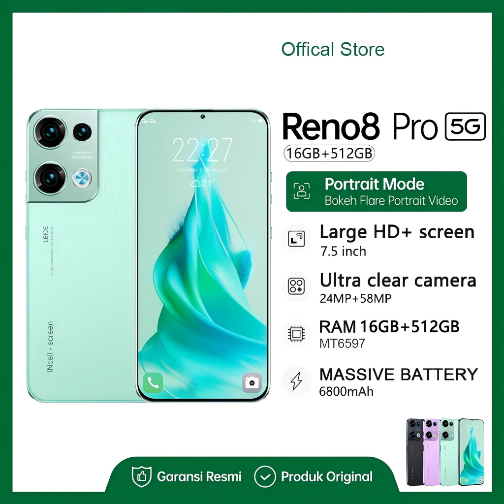 Phone Reno 8 2025 Original Cellphone 5.5Inch 8800mAh 8GB+256GB Big Sale ...