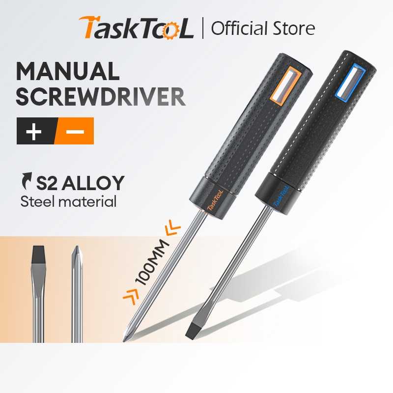 TaskTooL 100mm Manual Screw Driver Flat & Philip Screw Rubber Handle ...