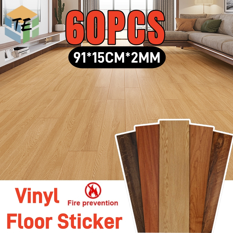 60PCS Vinyl floor Sticker Wooden Design 91X15CM Wear Waterproof PVC ...