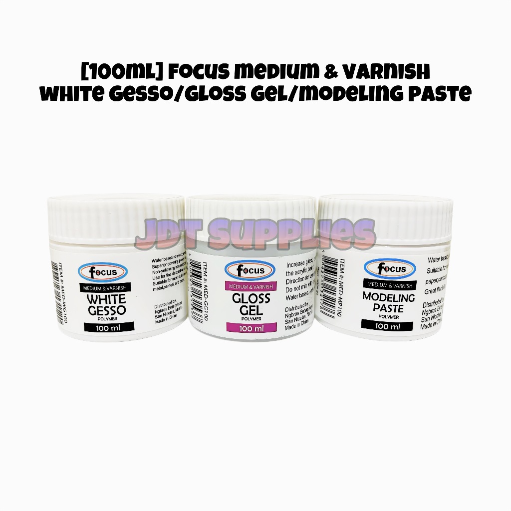 [100ml] Focus Medium & Varnish [Gloss Gel | White Gesso | Modeling ...