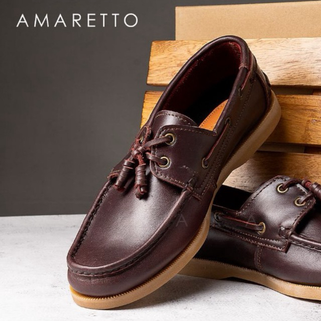 Ilakad Amaretto Boat Leather Shoes Men Topsider Men Leather Shoes ...