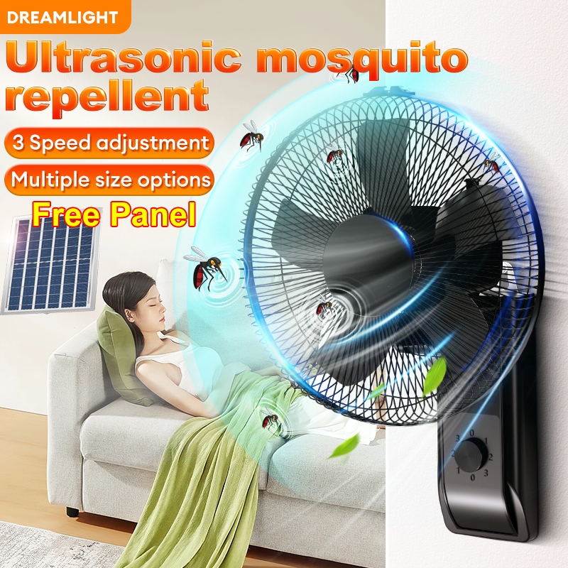 100%FreeShipping Solar Wall Fan With Light Rechargeabl Solar Electric ...