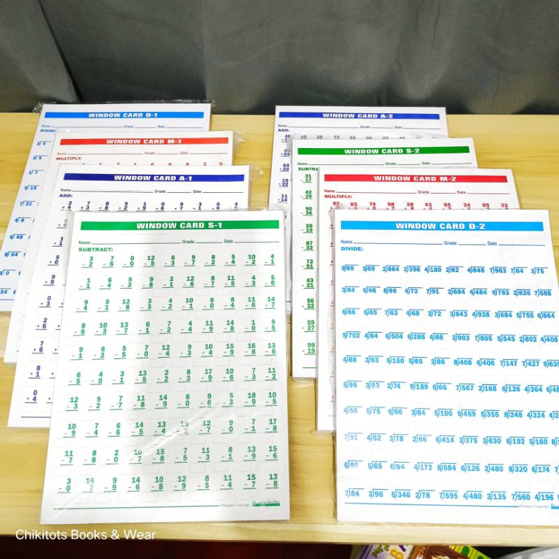 (5,10,20packs)(4pcs/pack) Math Window Card - Multiplication, Addition ...