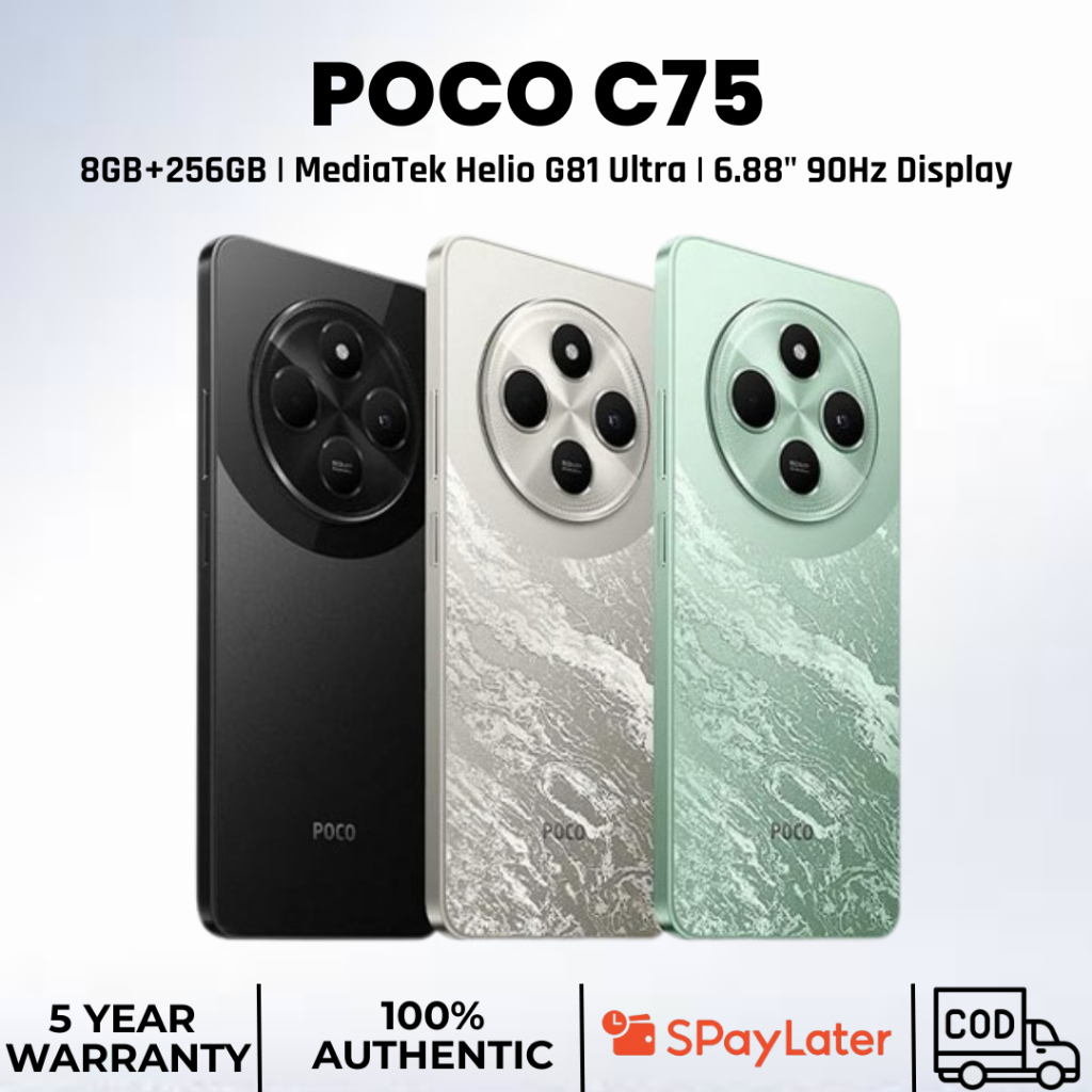 POCO C75 8+256GB 6.88" Display 5160mAh 50MP AI Dual Camera Up To 120Hz ...