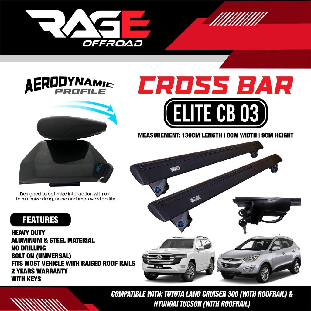 NEW RAGE CROSSBAR ELITE CB03 FOR TOYOTA LAND CRUISER 300 & HYUNDAI ...