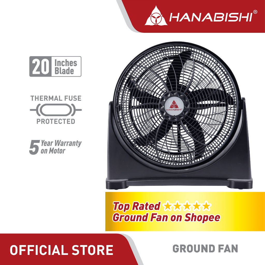 Hanabishi Ground Fan 20" HHURRIC20 | 20 inch Trending 3 Speed Low Noise ...