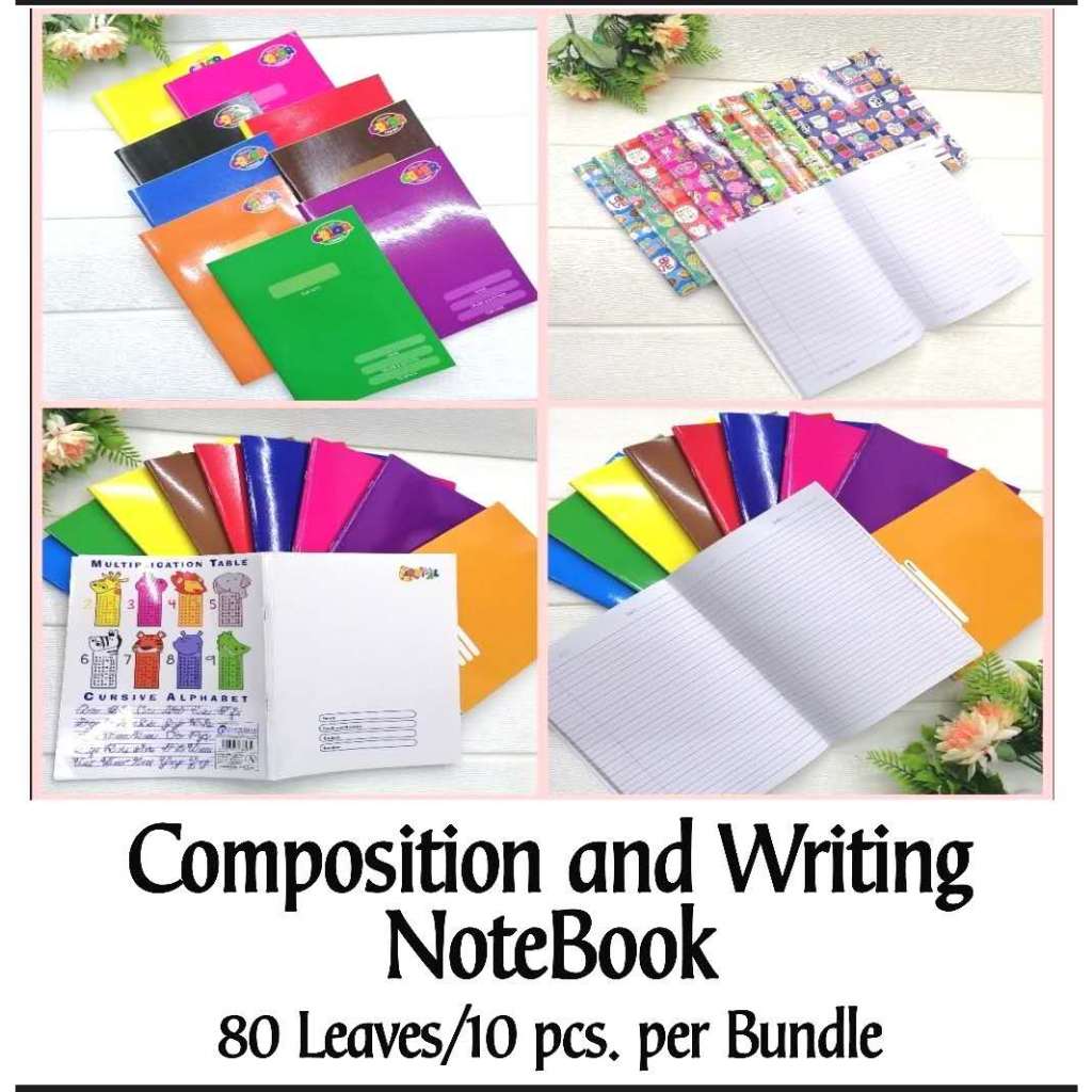Composition and Writing NoteBook Plain and Printed 80 Leaves 10 pcs ...