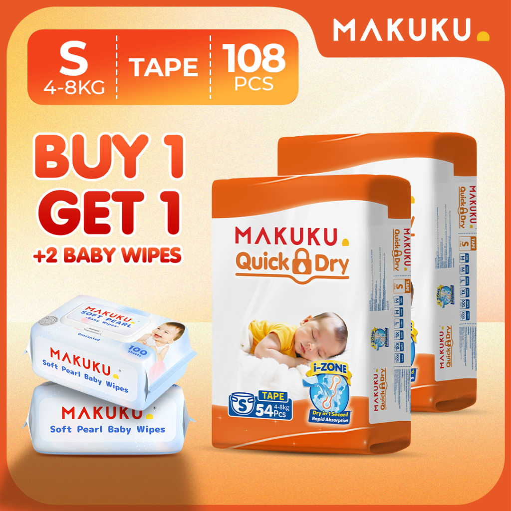 【B1T1 BUNDLE】MAKUKU Diaper Quick Dry Tape and Pants UltraThin Soft and ...