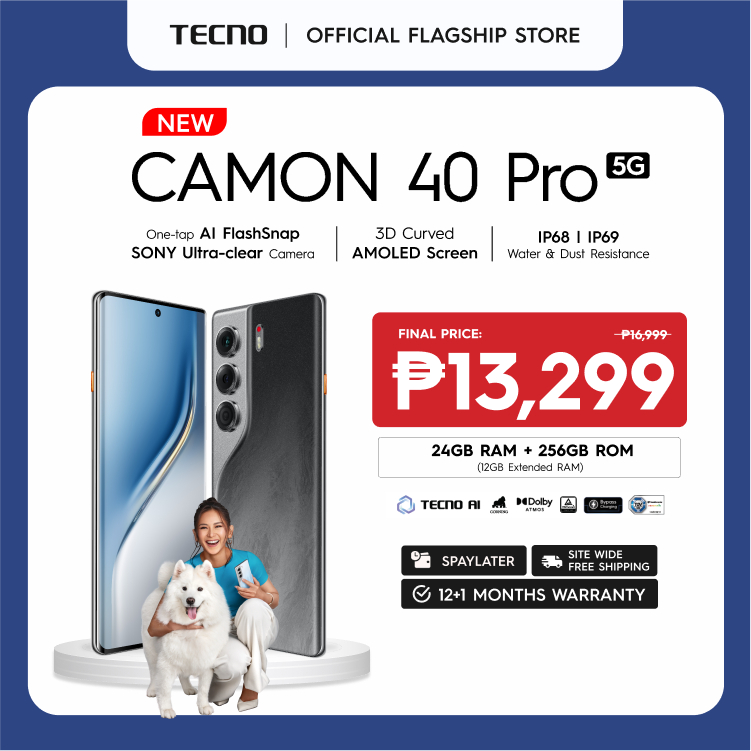 [NEW] TECNO Camon 40 Pro 5G 12GB| SONY 50MP AI Flash Snap | 144Hz ...
