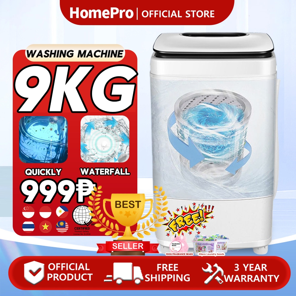 HomePro 9KG Washing Machine Fully Automatic MINI Washing Machine with ...
