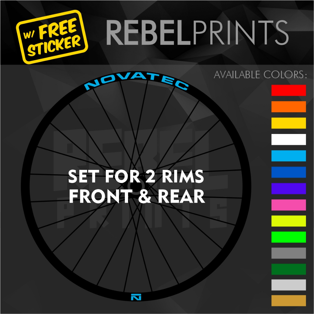 NOVATEC (4 pcs) Custom Wheel Rim Sticker Decal for Mountain Bike Road ...