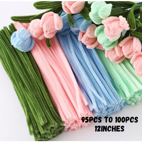 BB 100PCS in One 8CM Soft Fuzzy Sticks Craft Pipe DIY Twist Magic Wire ...