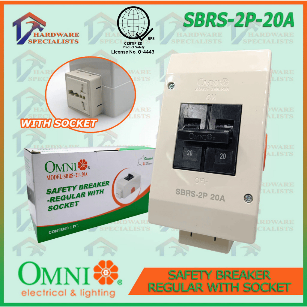 Omni Safety Breaker Regular with Socket 20A SBRS-2P-20A | Shopee ...