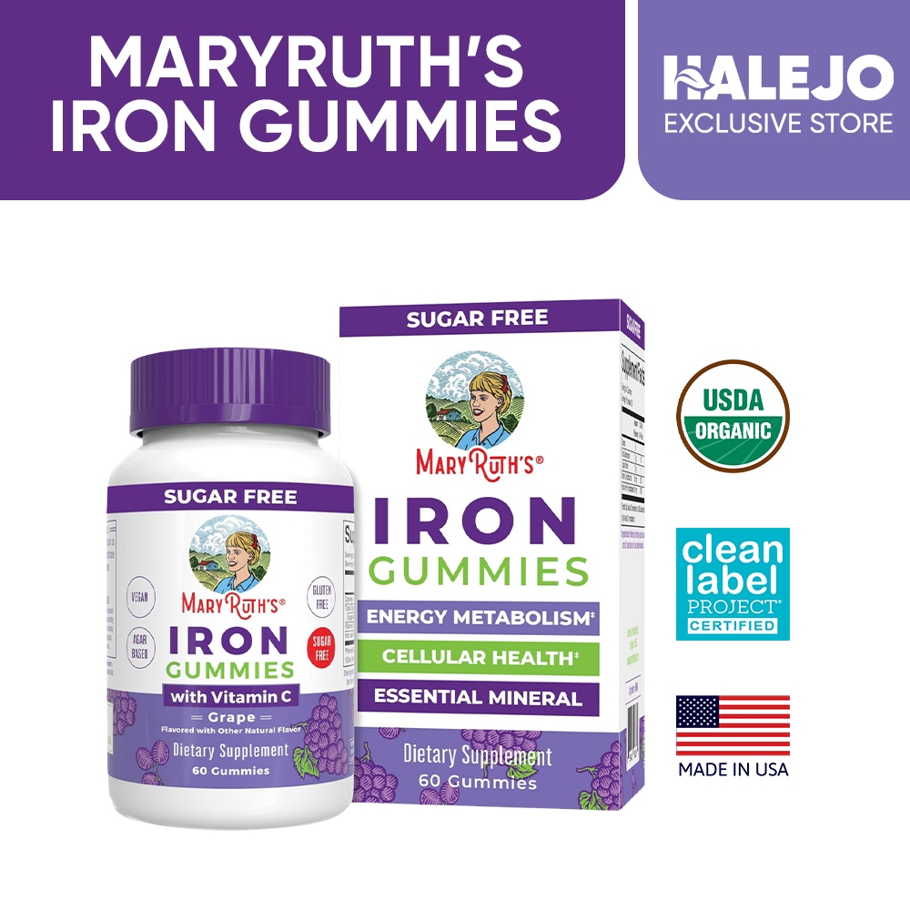 Iron Gummies – Vegan, Grape Flavor, 60 Gummies with Vitamin C for ...