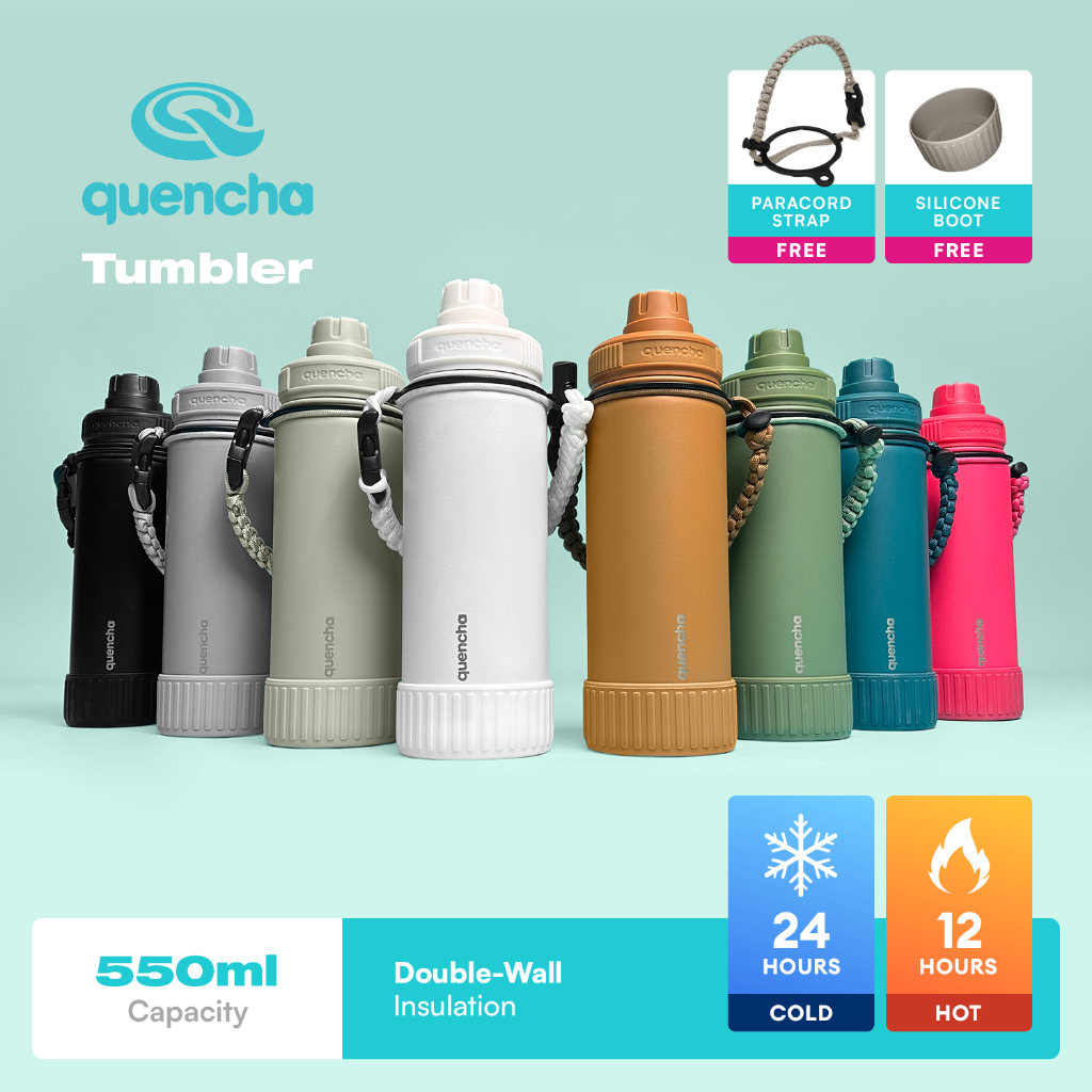 QUENCHA 19oz & 37oz Insulated Tumbler with Strap and Silicone Boot ...