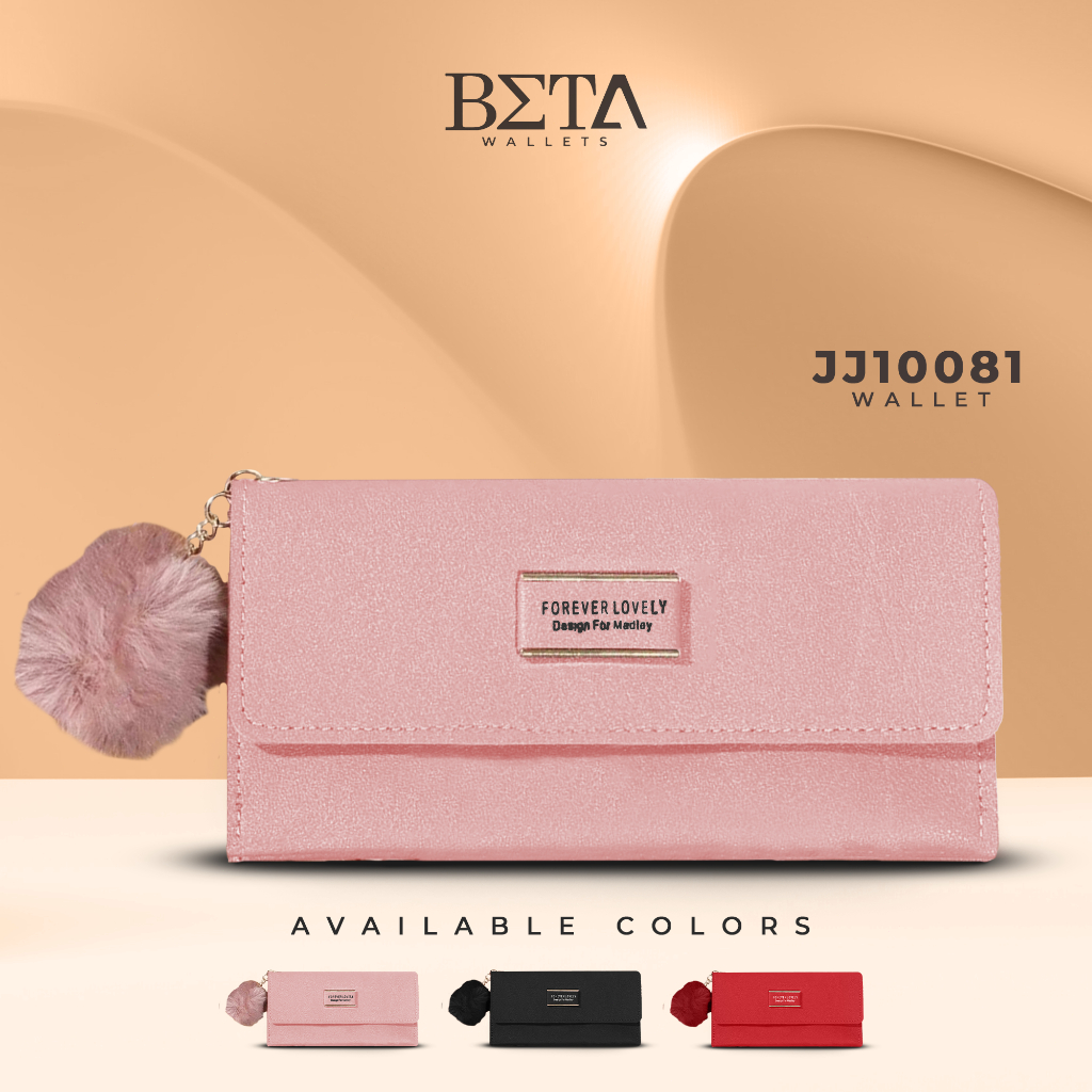 BETA Long Wallet For Woman High-End Lady Long Purse Solid Color Hair ...