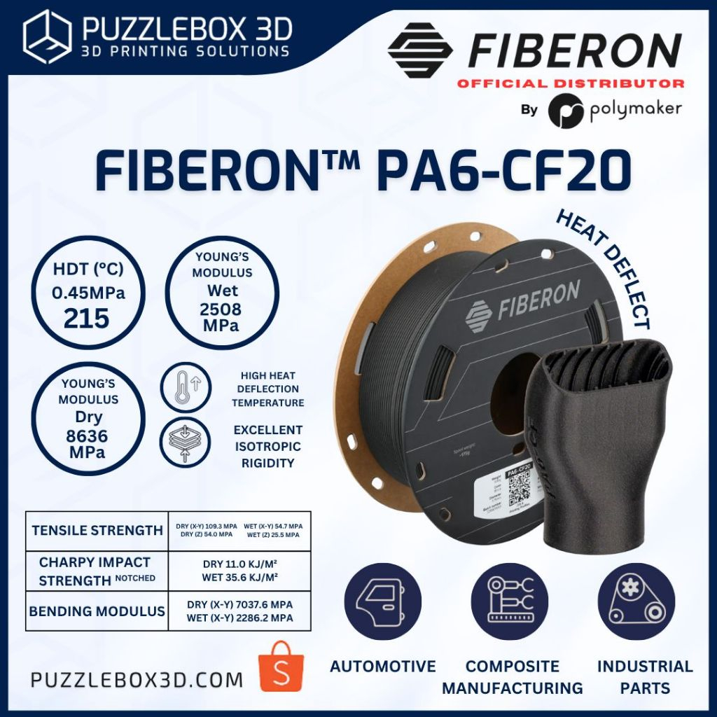 Polymaker Fiberon PA6-CF20 3D Printing Filament Carbon Fiber Reinforced ...