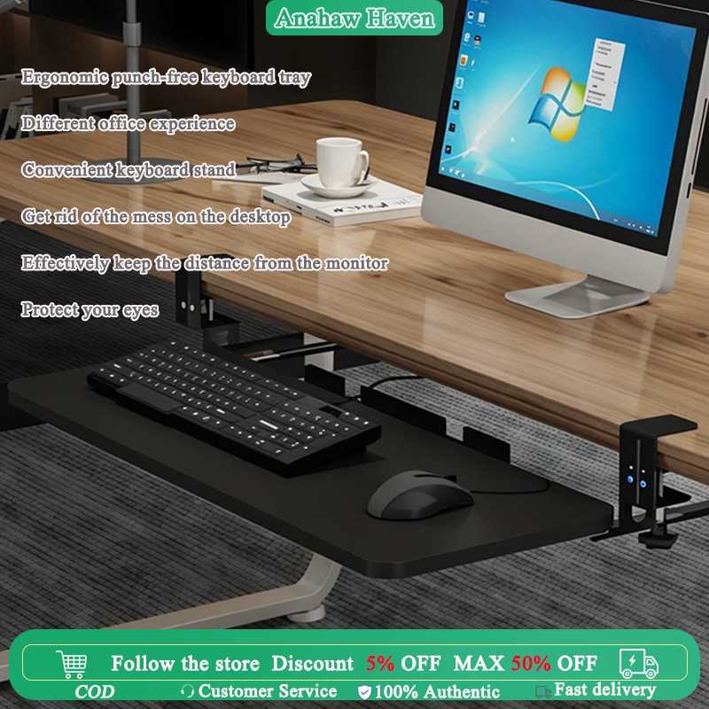 Punch-free slide rail keyboard rack keyboard tray computer desk ...