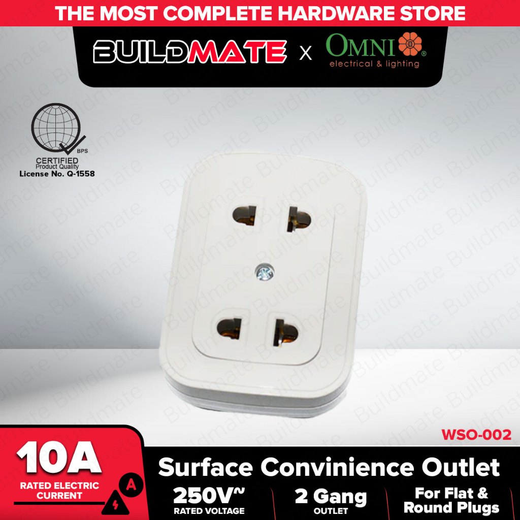 Buildmate x OMNI Surface 2 Gang Convenience Outlet 10A 250V WSO-002 ...