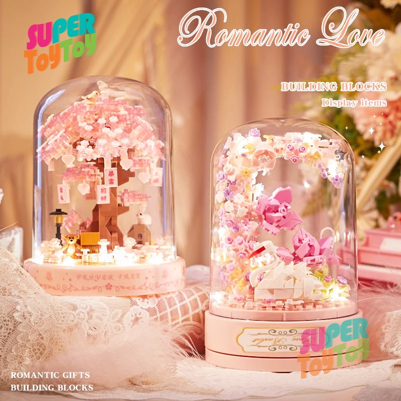 Eternal Flowers Bouquet Blocks Flower Music Box Birthday Gift Building ...