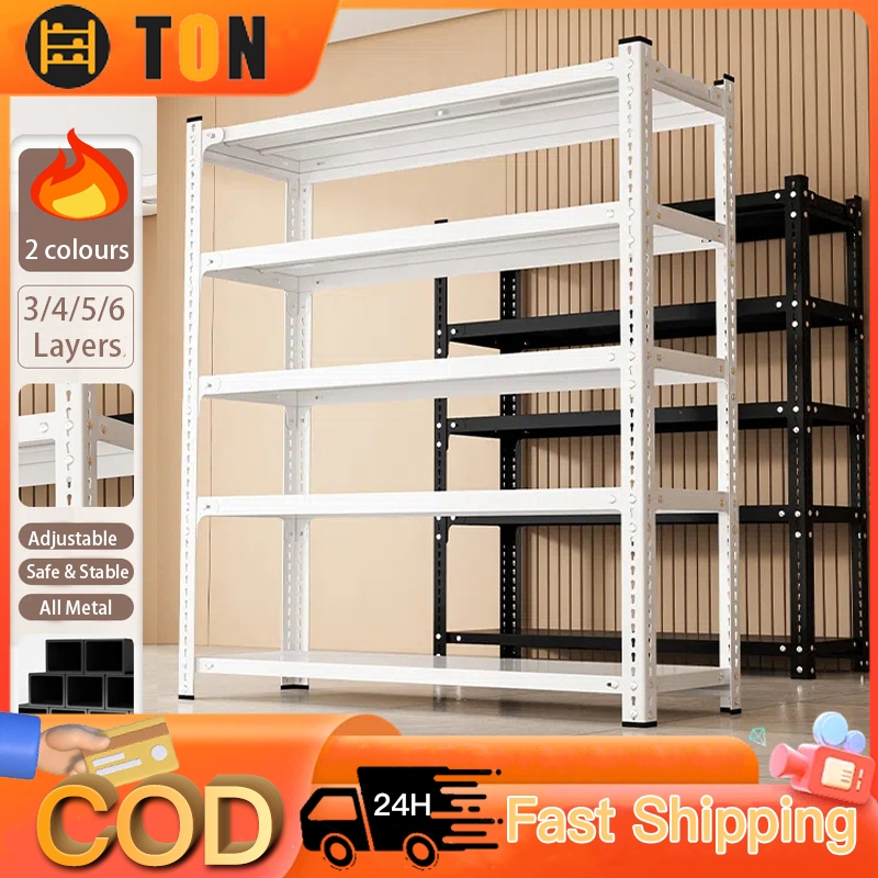 【100% Metal】3/4/5/6 Layer Metal Rack Steel Boltless Shelf Rack Heavy ...