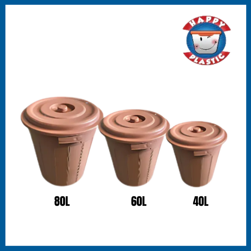 Happy Plastic 40, 60 & 80L Beige / Dark Aesthetic Water Storage Drum Durable High Quality ...