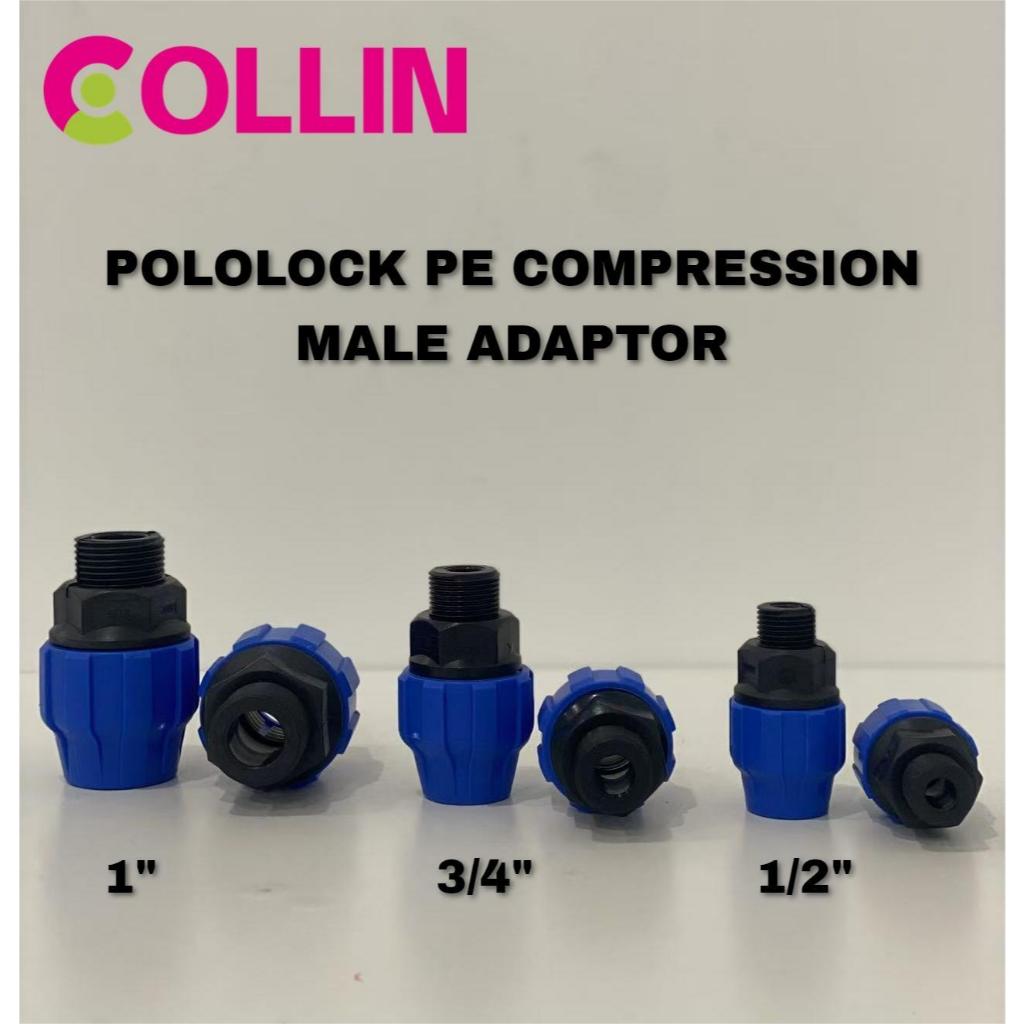 POLOLOCK PE COMPRESSION MALE ADAPTOR 1/2" 3/4" 1" BLUE PVC WATER PIPE ...