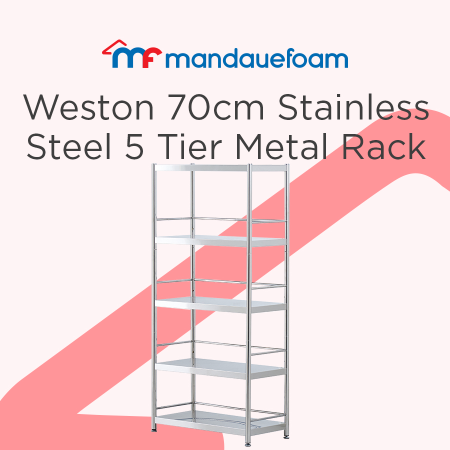 Mandaue Foam Weston 80cm Stainless Steel 5 Tier Metal Rack | Shopee ...
