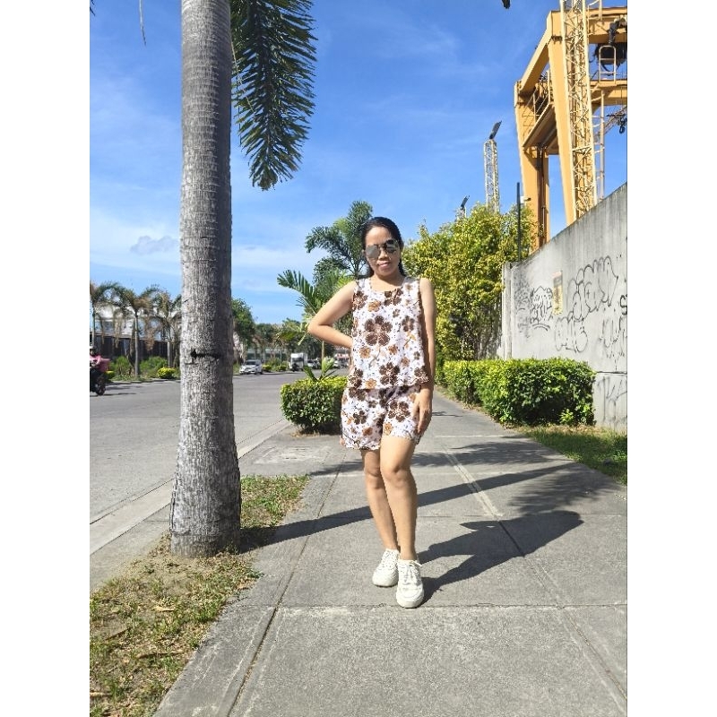 EURI Terno Sando Short Pambahay Challis for Women with Pockets | Shopee ...