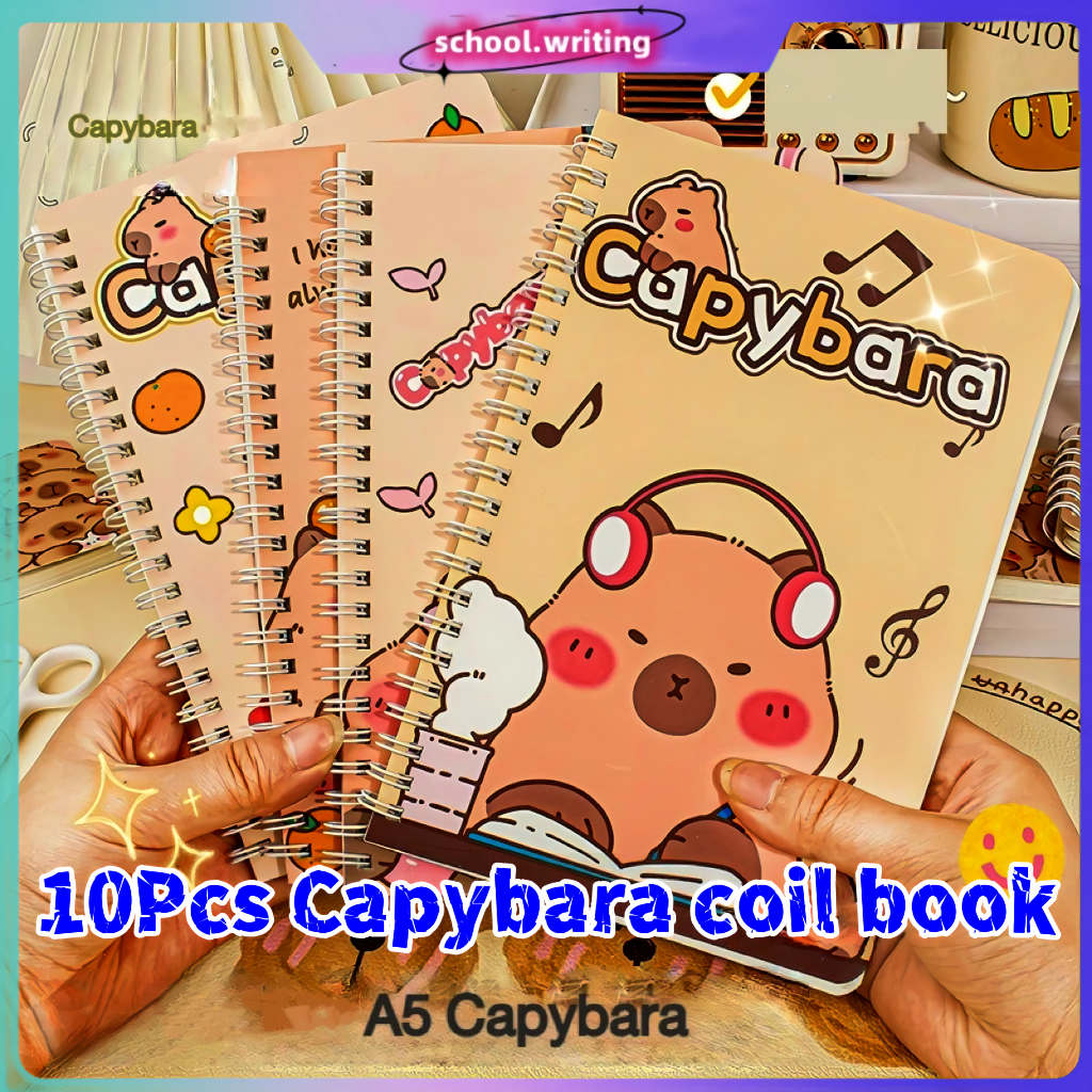 10Pcs A5 Cute Capybara Kids Notebooks Fun Animal Spiral Journals ...