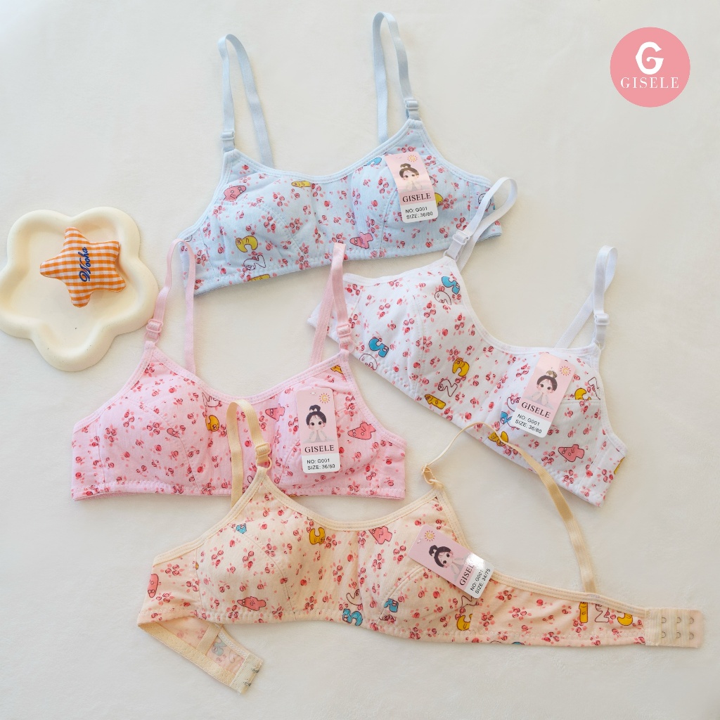 3pcs. Baby Bra Cotton Comfortable Adjustable Student Bra Non-Wired Kids ...