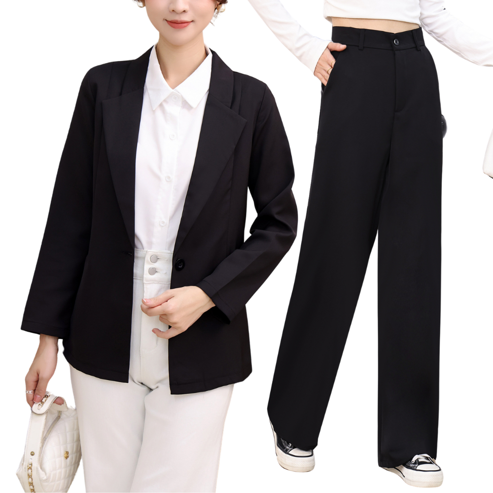 Terno Set Blazer and Trouser Wide-Leg Corporate Attire Formal Office ...
