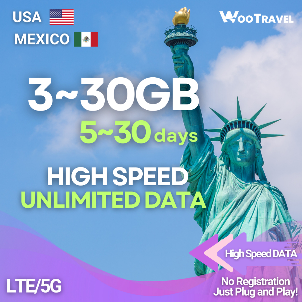 USA MEXICO Travel Sim Card 5~30DAYS【3~30GB HIGH SPEED】4G/5G Data Unlimited High speed Data Sim ...