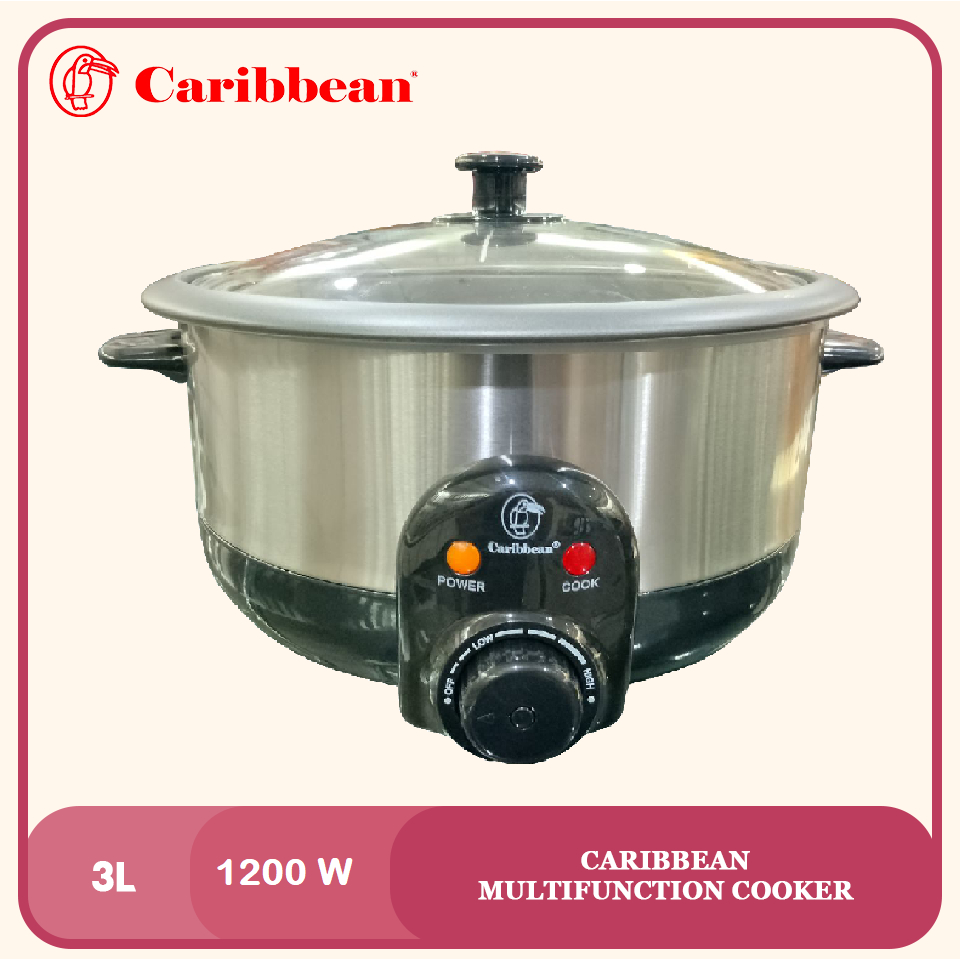 Caribbean Multi Function Cooker Temperature Selector Glass Lid Stainess ...