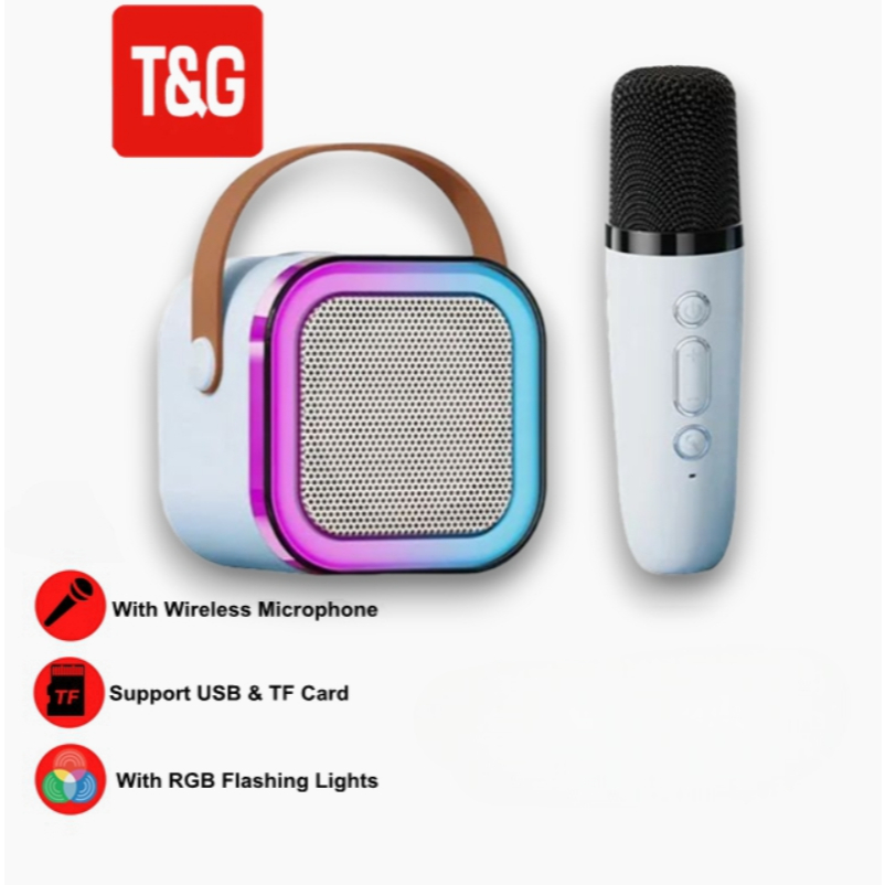 K12 RGB Colorful Lights Wireless MIni KTV Karaoke Bluetooth Speaker With Wireless Microphone ...