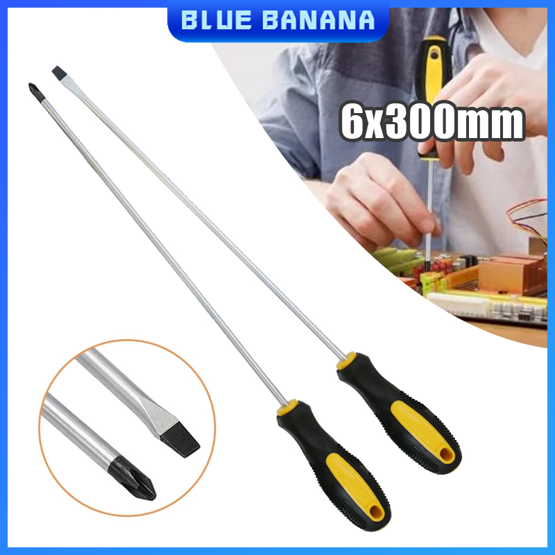 12inch Flat/Phillips Extra Long Screwdriver 6mm Slotted Cross Magnetic ...