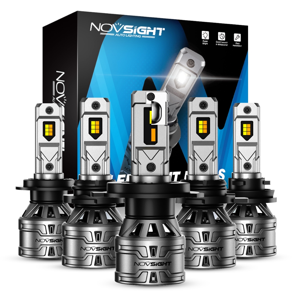 Novsight N61T Three color 3000K 4300K 6000K Car LED headlight H4 H11 H7 HB3 HB4 60W 13000LM ...
