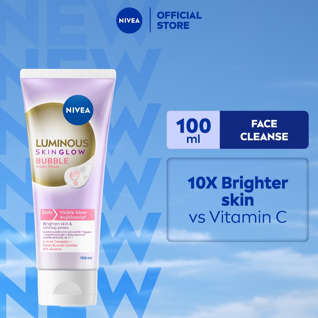 NIVEA Face Cleanse Luminous Skin Glow Bubble Foam for 10x brighter skin ...