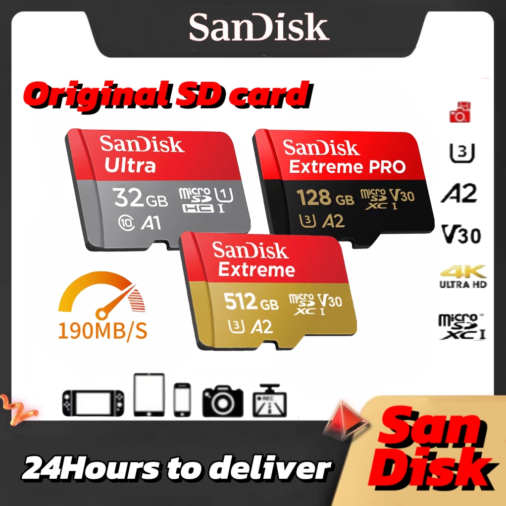 Sandisk micro sd card memory card for cctv16GB/32GB/64GB/128GB/256GB/512GB/1TB | Shopee Philippines