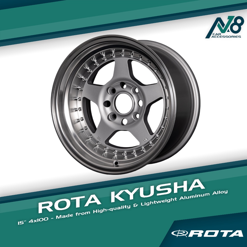 ROTA KYUSHA 15x7" 4x100 SILVER POLISHED LIP Wheels Genuine | Shopee ...