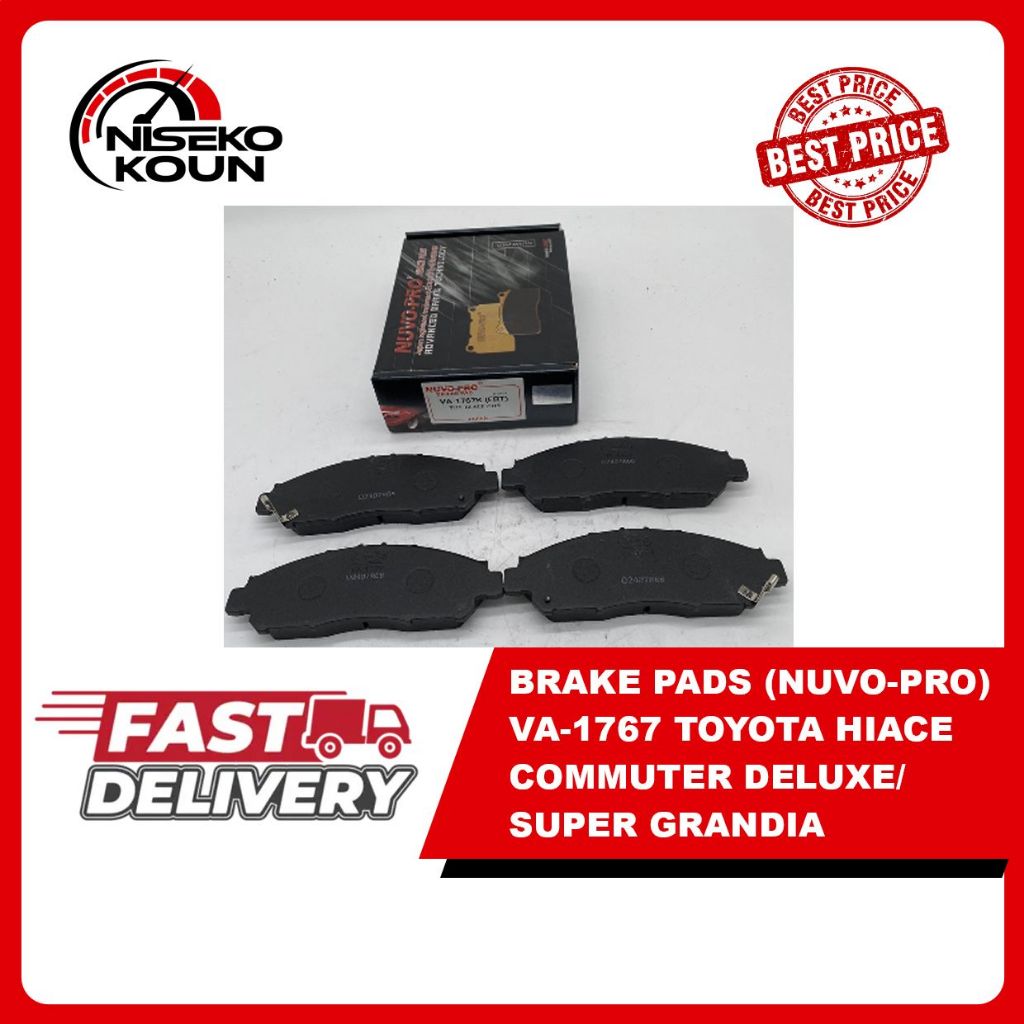 BRAKE PADS (NUVO-PRO) VA-1767 TOYOTA HIACE COMMUTER DELUXE/SUPER ...