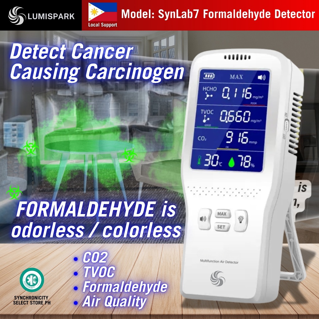 LUMISPARK SynLab7 Formaldehyde Detector – TVOC CO₂ HCHO Air Quality ...