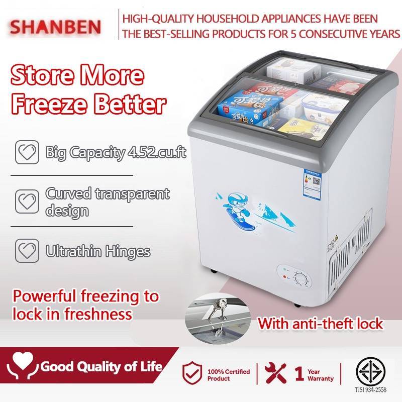148L commercial freezer, commercial horizontal mini arc refrigerated ...