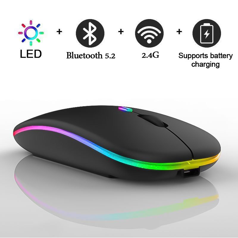 Wireless Mouse Bluetooth and 2.4Ghz USB Receiver Optical Slim ...