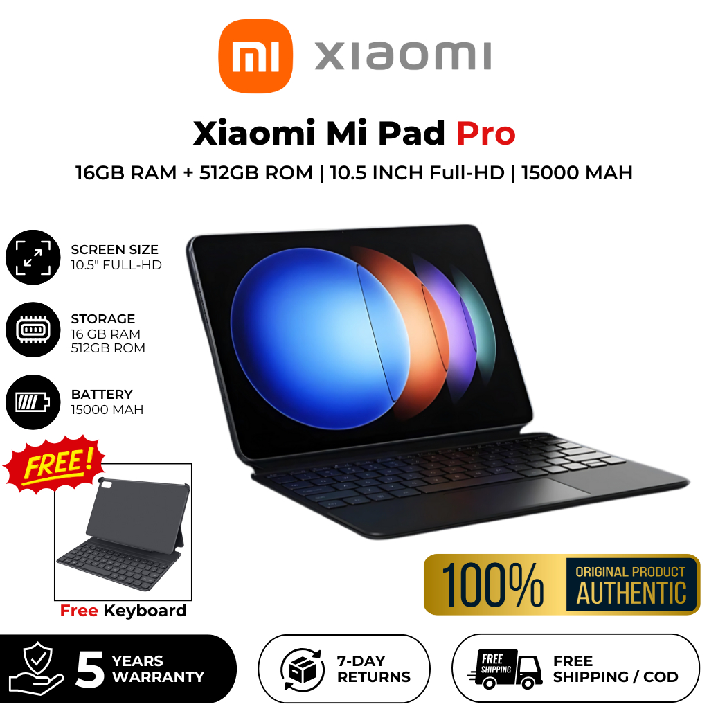 𝗫𝗶𝗮𝗼𝗺𝗶 Mi Pad Pro 4G | 10.5” Android Tablet | 16GB RAM + 512GB ROM | 4G ...