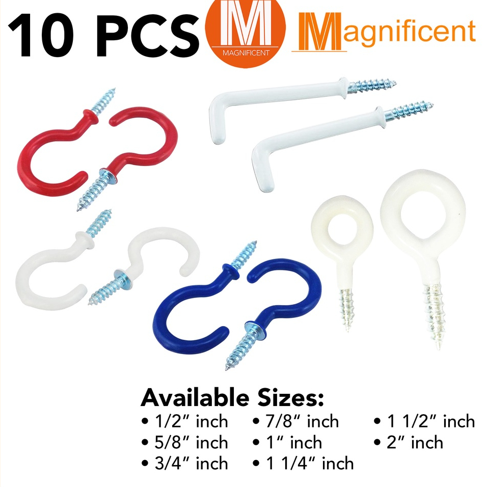 Self-Tapping Cup Hook | Square Hooks | Screw Eye Ring (10 pieces) PVC ...